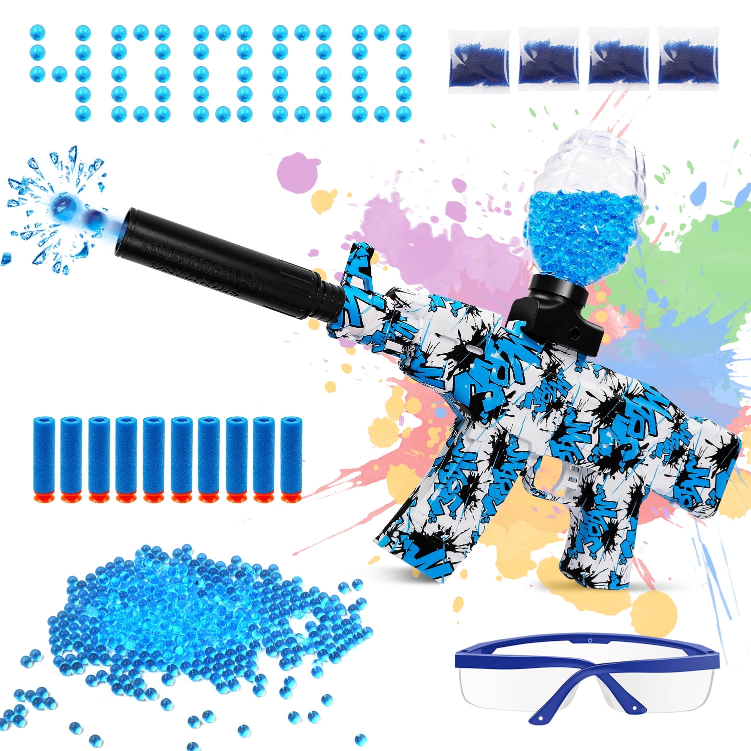 Buy Beefunni Electric Gel Ball Blaster,Splatter Ball Blaster with 40000 ...