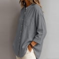 Blouse for Women 3/4 Sleeve Round Neck Buttoned Casual Solid Color ...