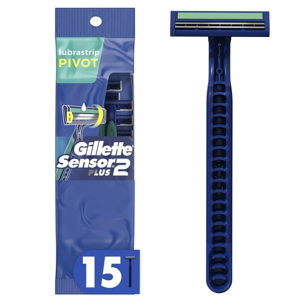 Gillette Sensor2 Plus Pivoting Head Men’s Disposable Razors, 15 ct ...