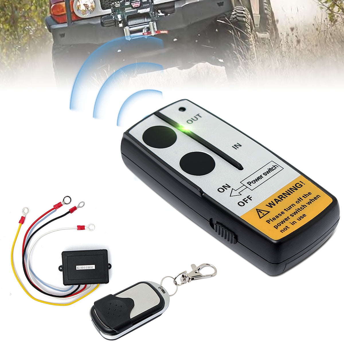 12V/50ft Cordless Car Electric Wireless Winch Remote Control Handset ...