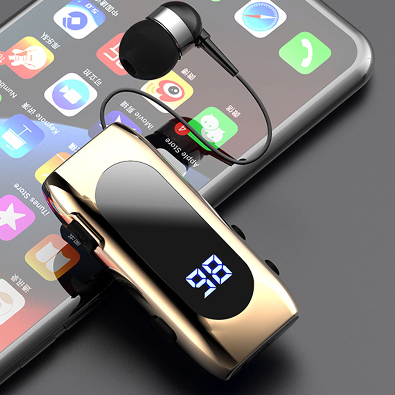 K55 Bluetooth Headset Lavalier Retractable Cable V5.2 Smart In-ear ...