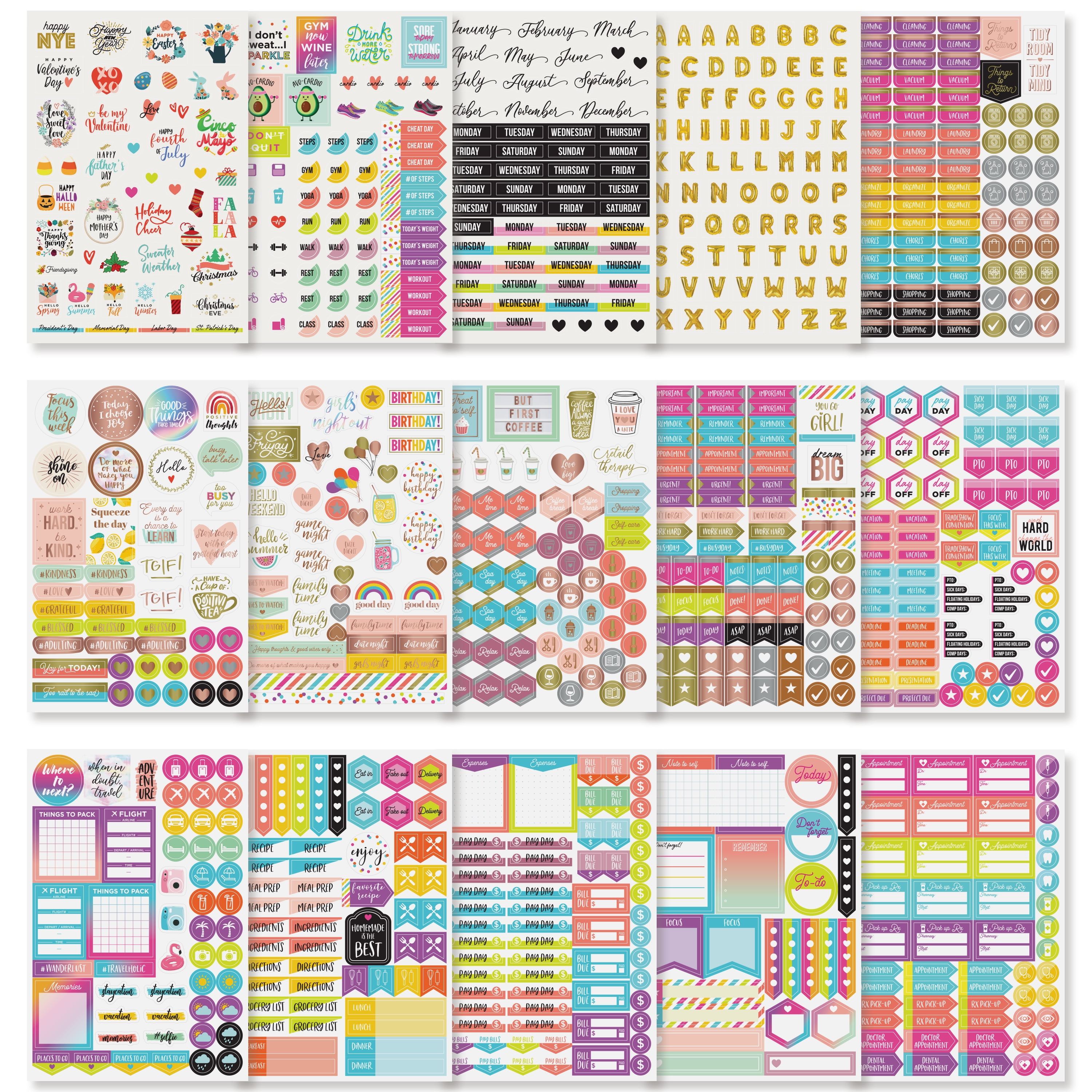 Avery Planner Sticker Variety Pack, 30 Sticker Sheets, 1,744 Stickers ...