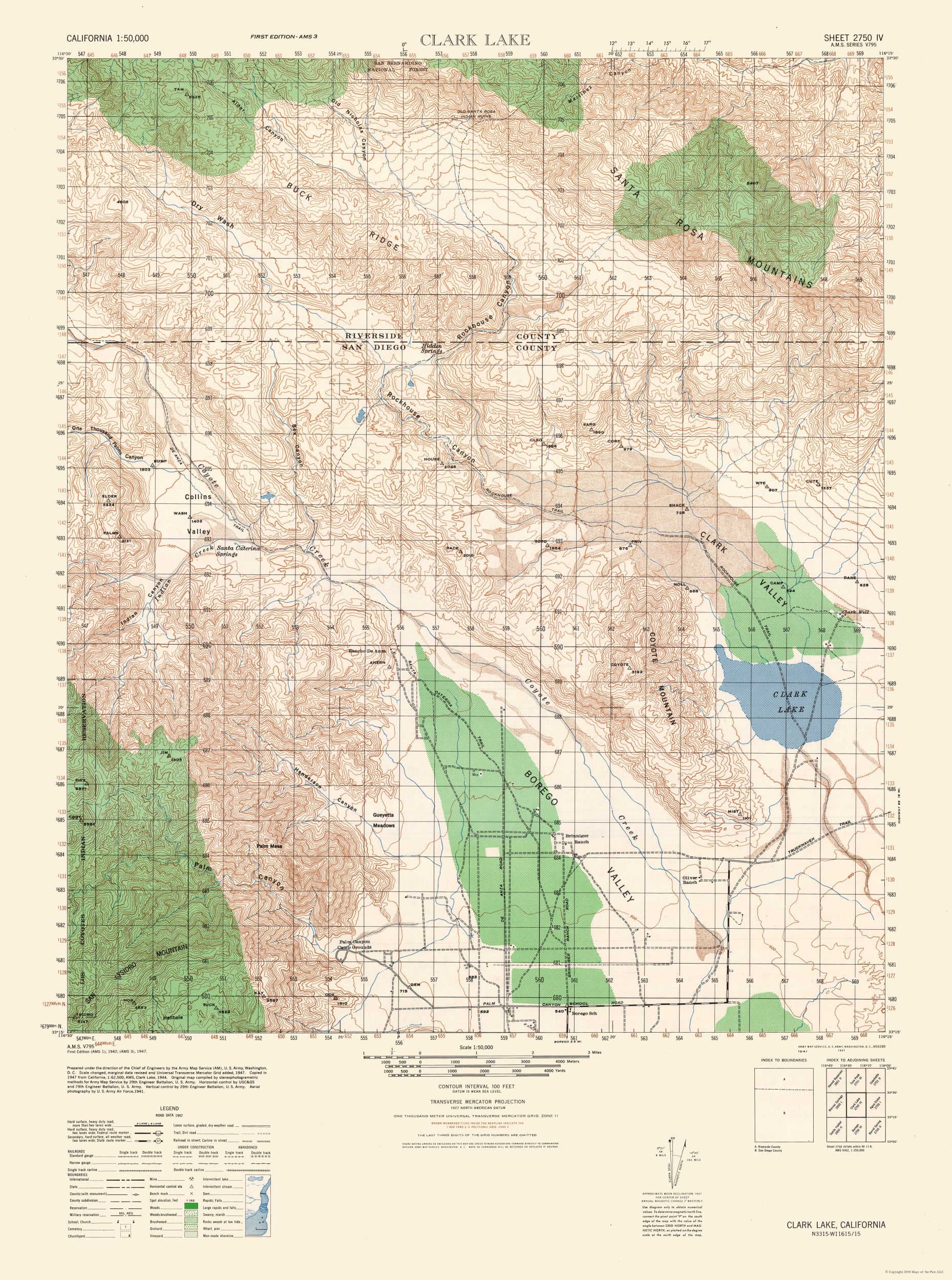 Topo Map - Clark Lake Sheet - US Army 1942 - 23.00 x 30.92 - Glossy ...