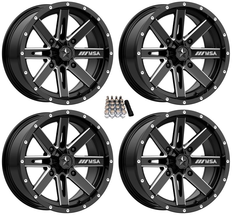 MSA M41 Boxer UTV Wheels/Rims Milled 14" Can-Am Maverick X3 / Honda ...