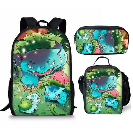 Pikachu Pokemon School Bag Cartoon Animation Student Backpack/pen Bag ...