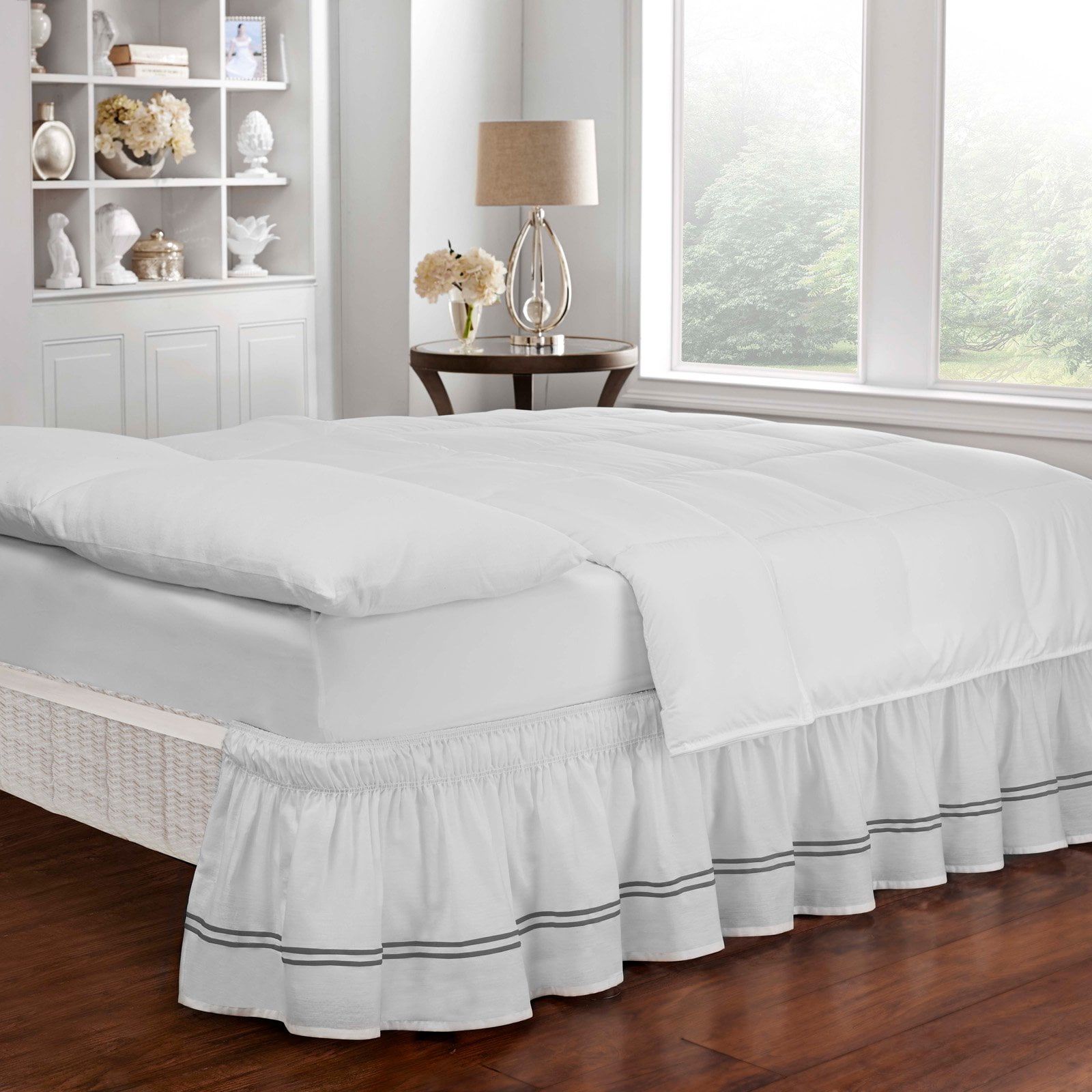 Adjustable Baratta Stitch Embroidered Bed Skirt by Easy Fit - Walmart.com