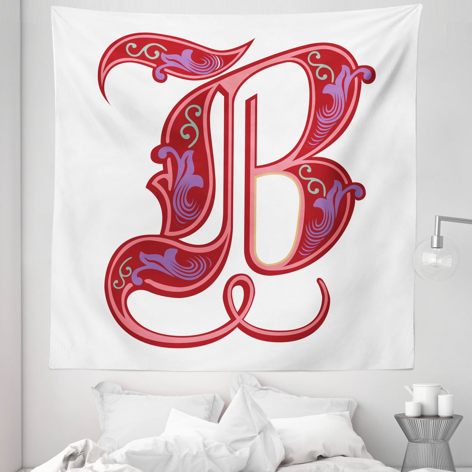 Letter B Tapestry, Colorful Mellow Design Capitalized B Second Letter ...