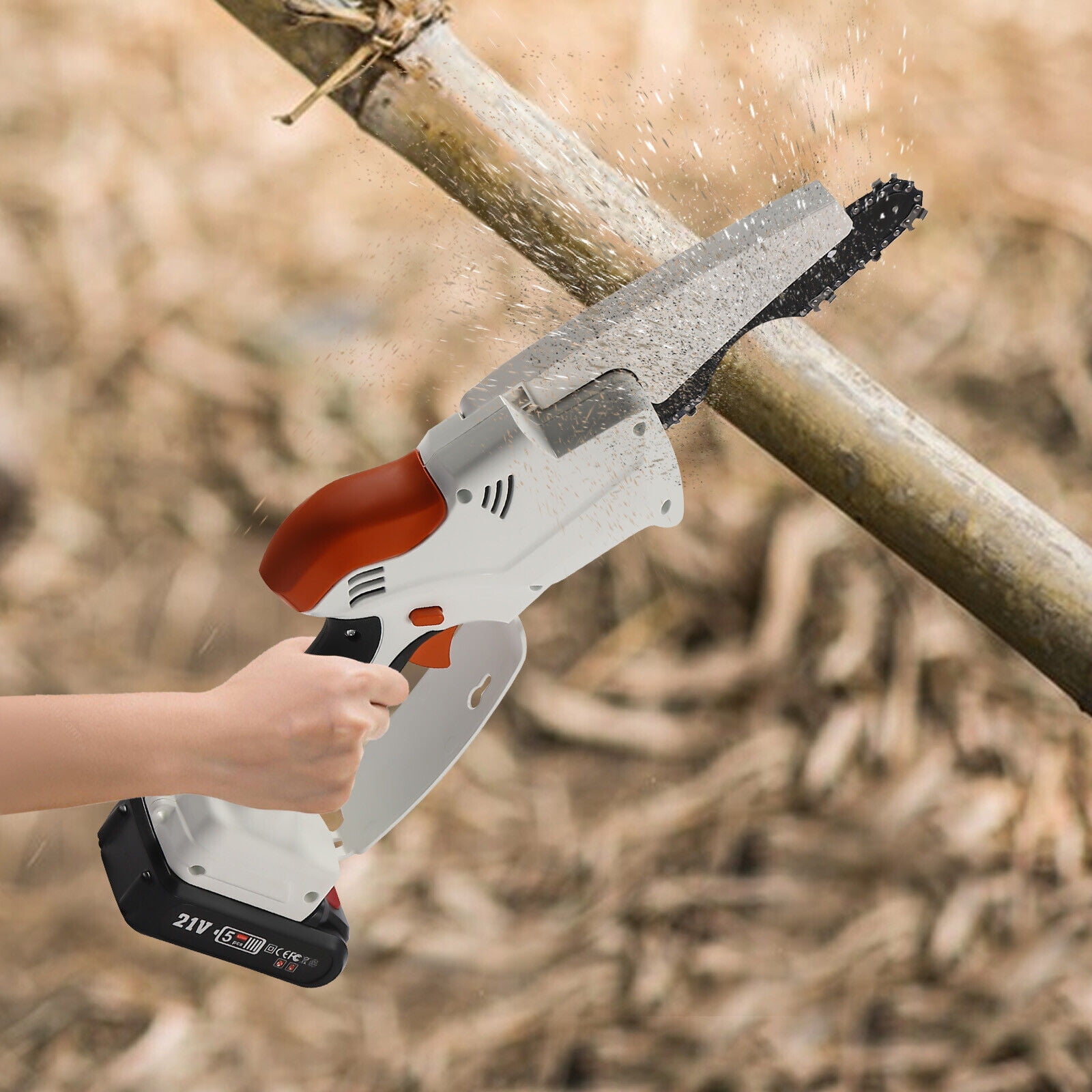 4" Mini Chainsaw Cordless 4 inch Electric Chain Saw 21V 550W Battery ...