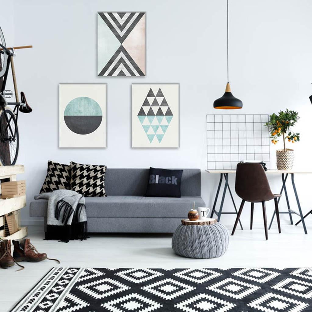 3 Unids Moderno Arte Abstracto Grande Impresiones De La Lona Geométrica ...