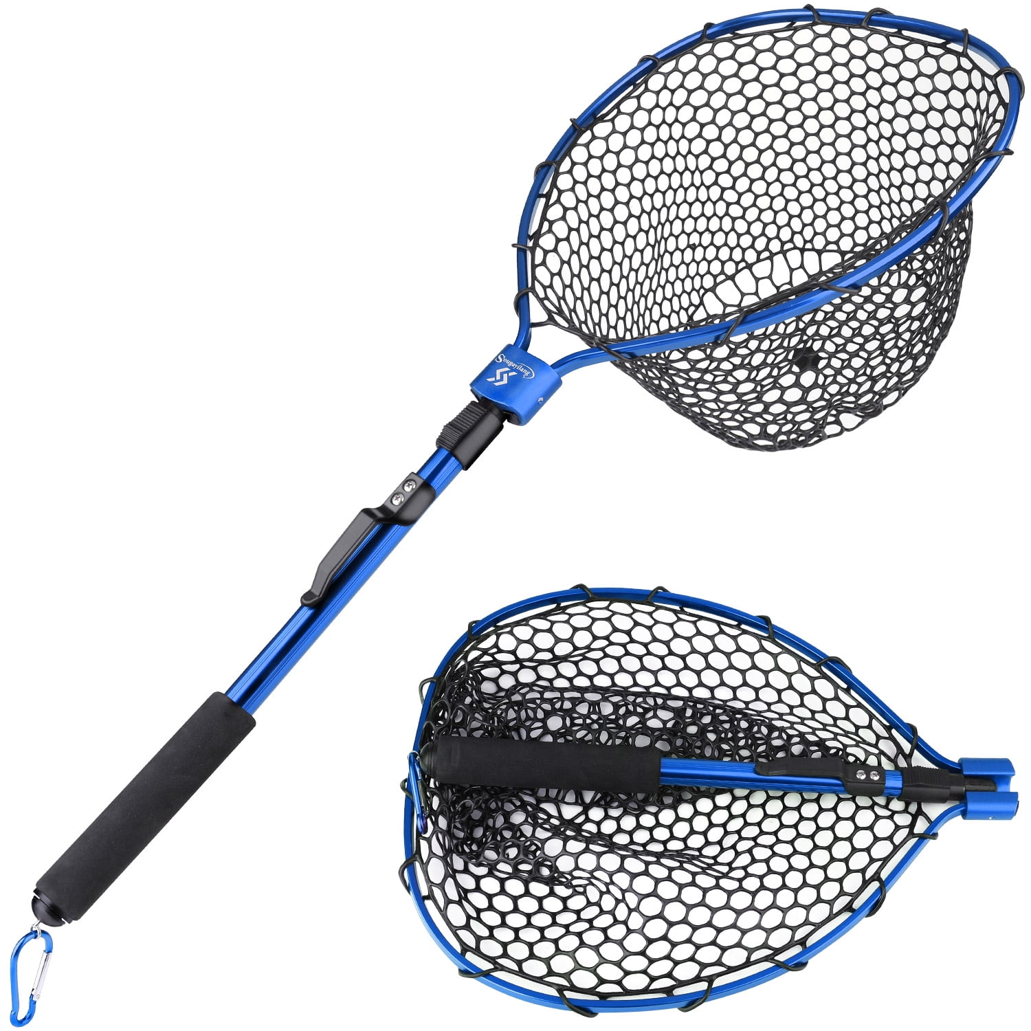 Sougayilang Aluminum Fishing Net Foldable Landing Net with Rubber Mesh ...