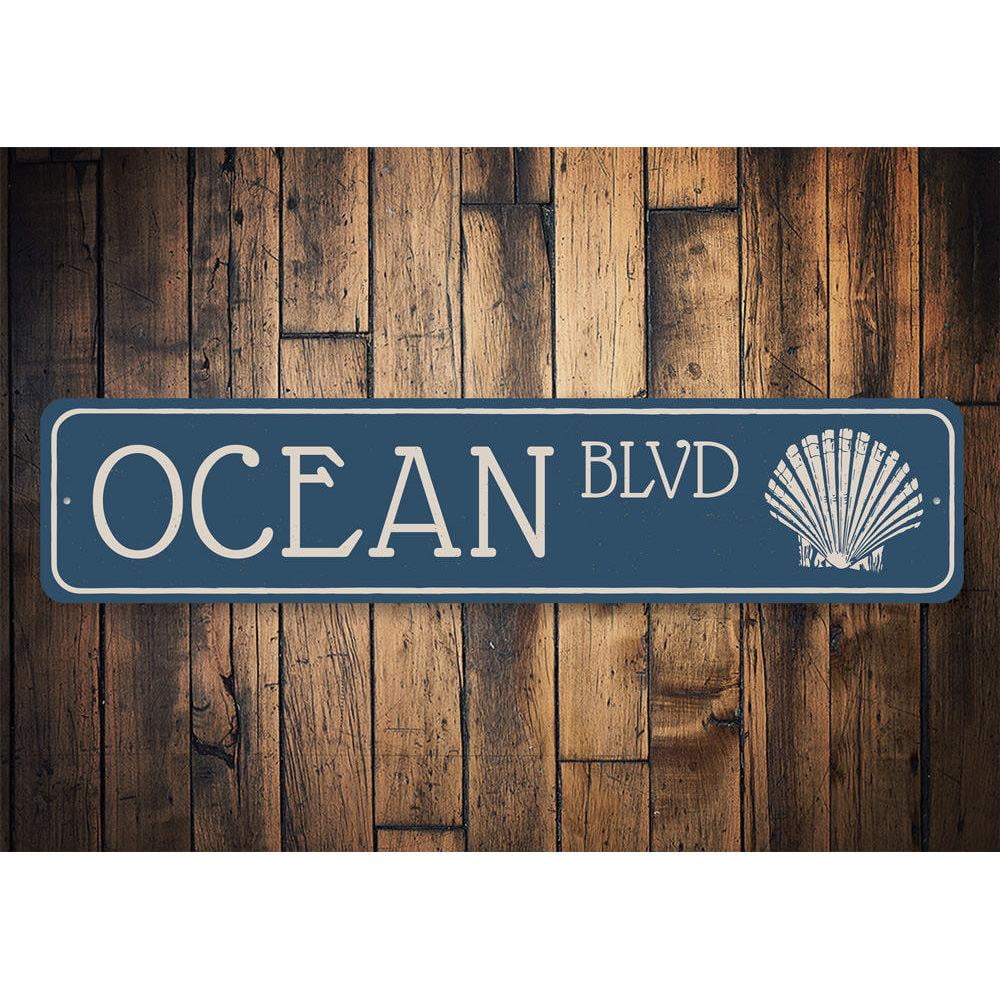 Ocean Blvd Novelty Sign, Metal Wall Decor - 4x18 inches - Walmart.com