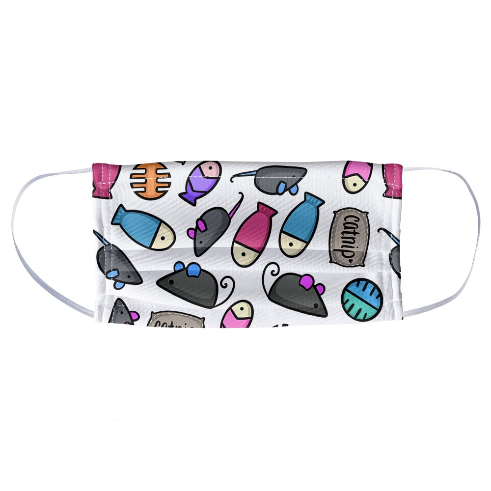 Cat Toys Mouse Fish Catnip Pattern 1-Ply Reusable Face Mask Covering ...