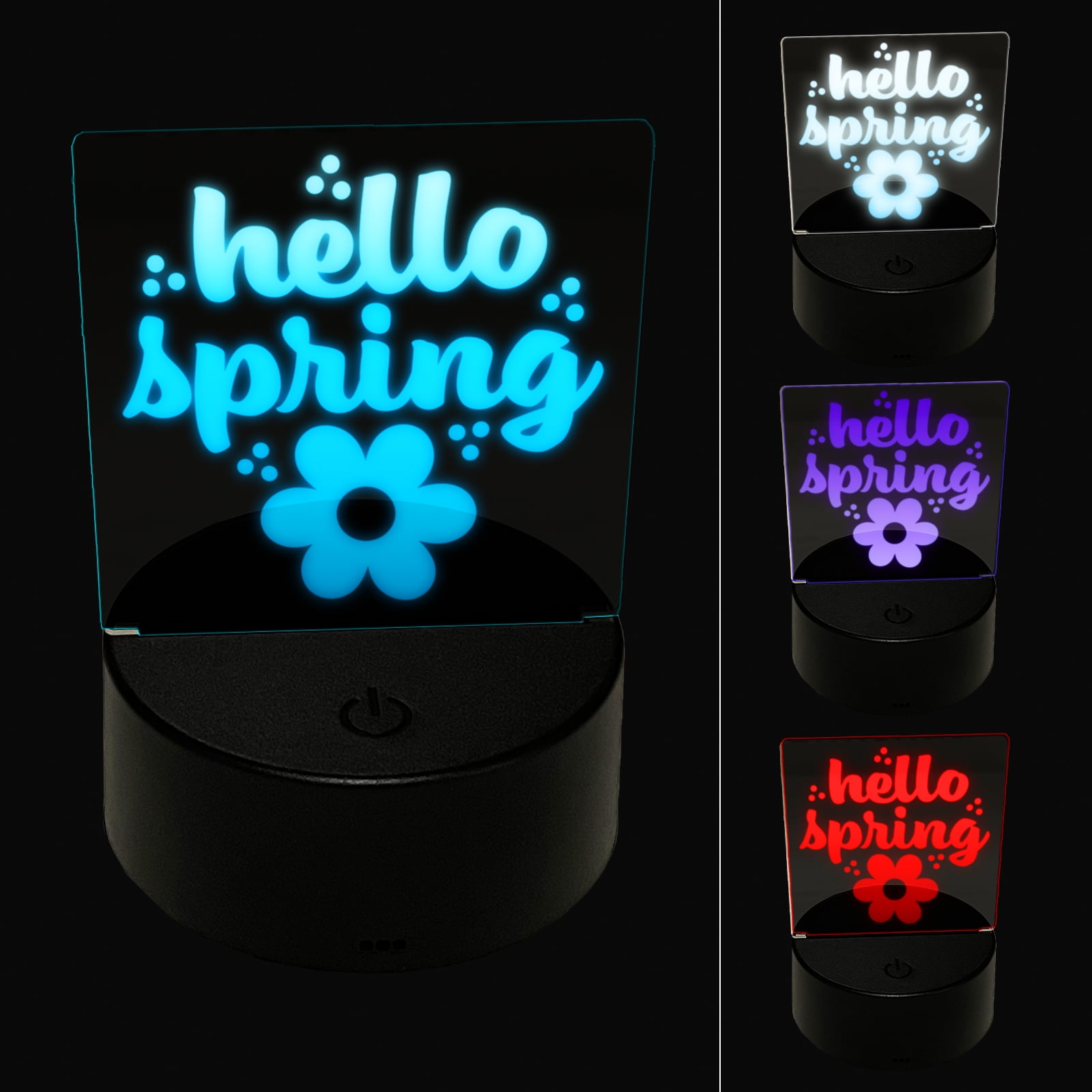 Hello Spring LED Night Light Sign 3D Illusion Desk Nightstand Lamp ...