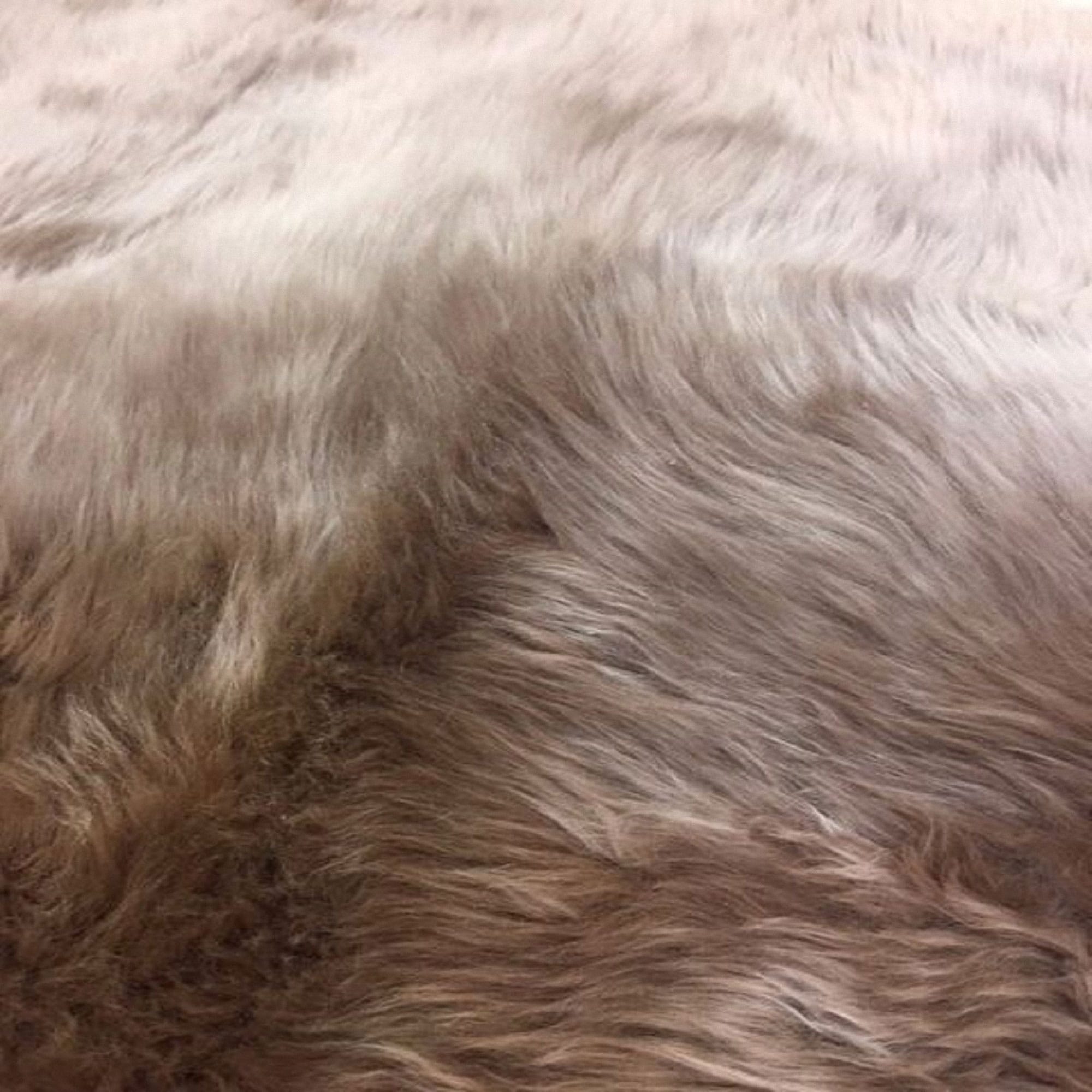Lambzy Dynasty Natural 2-Pelt Luxury Long Wool Sheepskin Shag Rug Brown ...