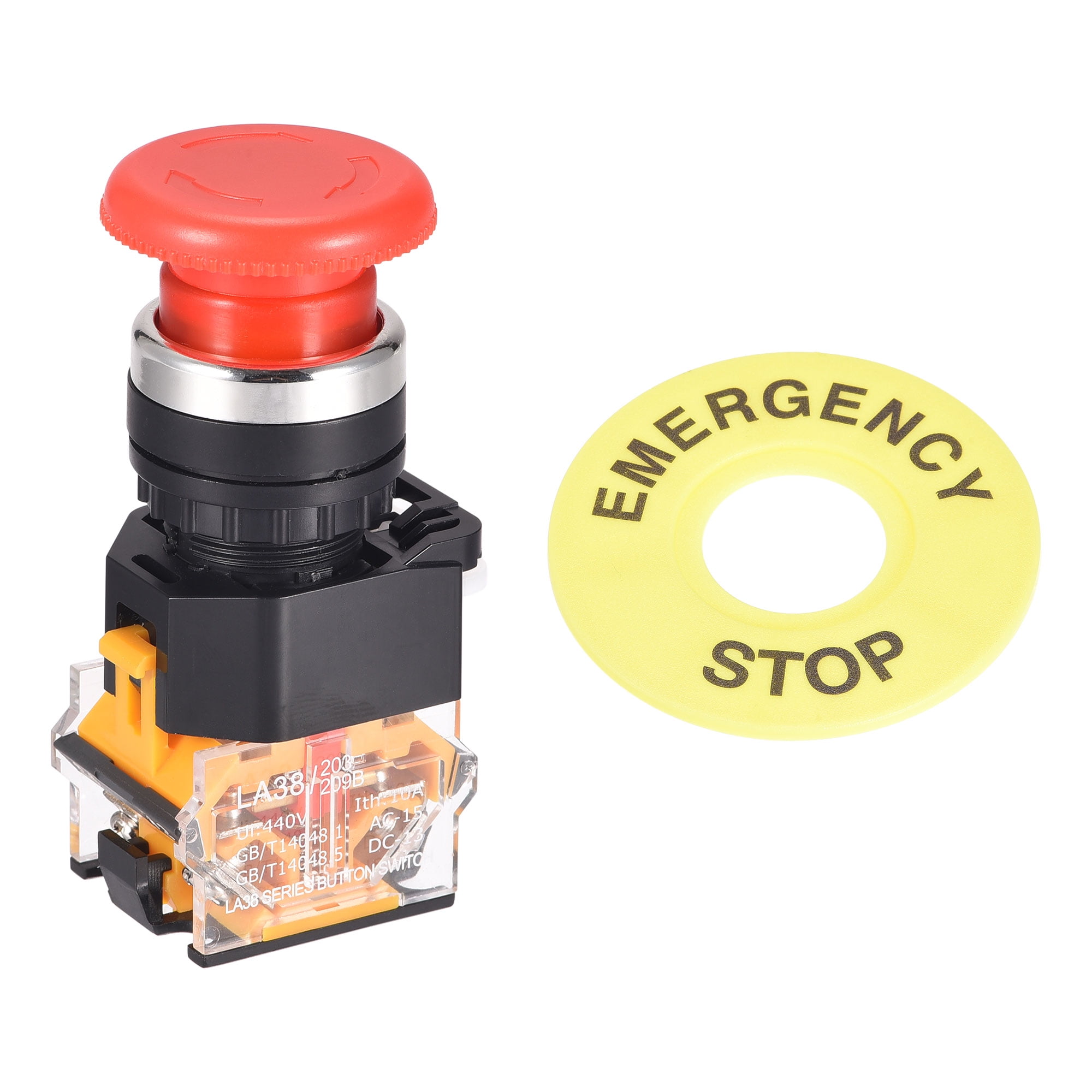 22mm Montage Verrouillage Urgence Stop Bouton Poussoir Interrupteur ...
