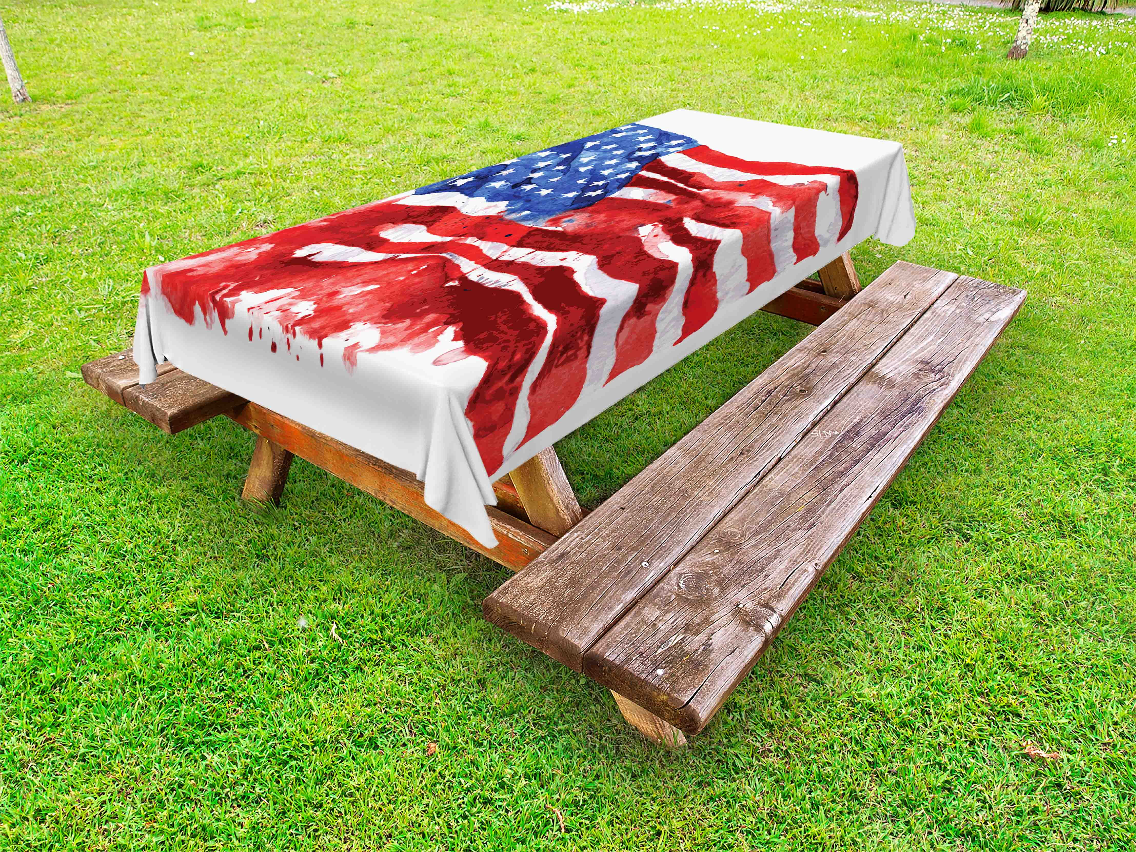American Outdoor Tablecloth, Flag of America Watercolor Splash National ...