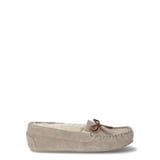 Joyspun Women's Suede Moccasin Slippers, Wide Width Available - Walmart.com