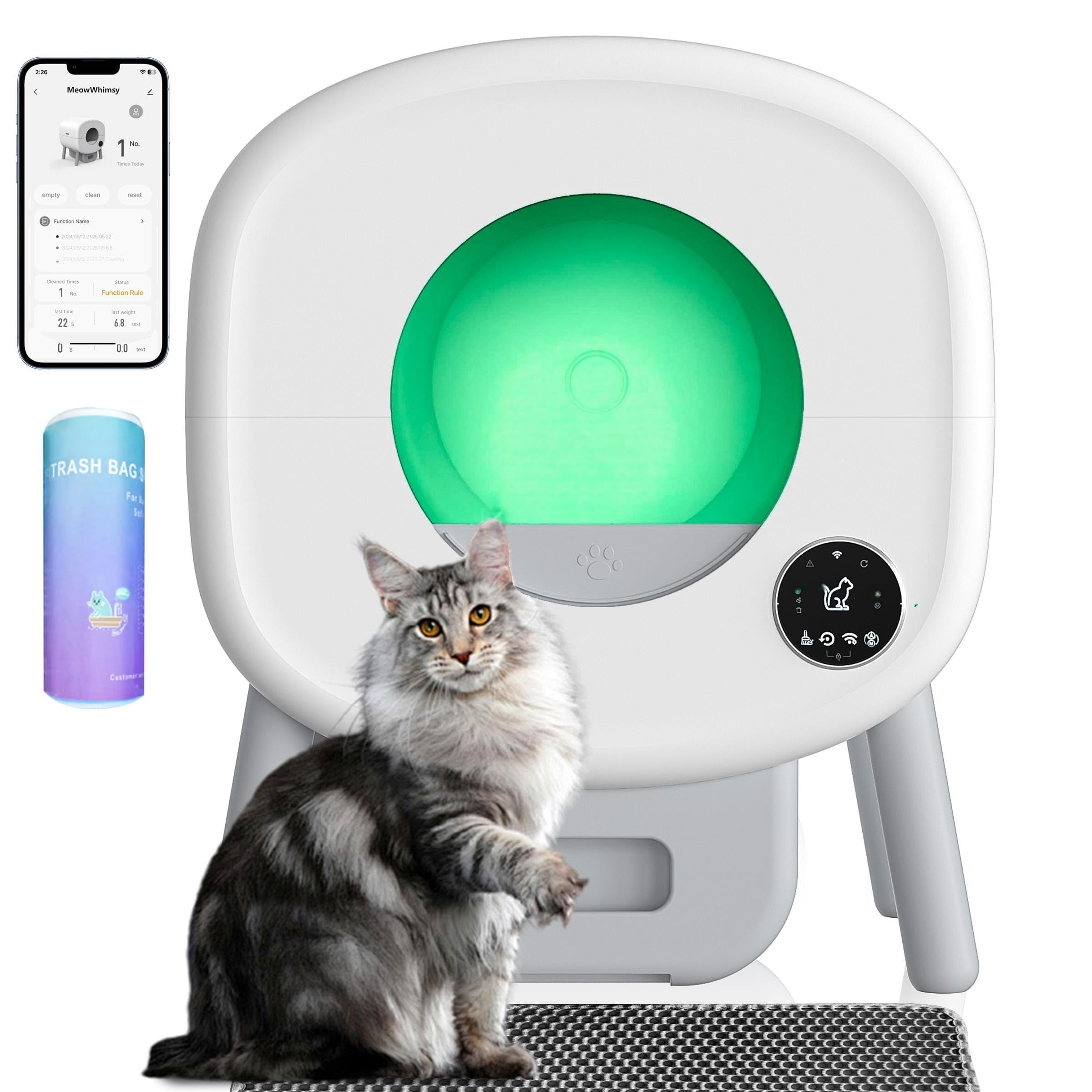 Caja de arena automática Robot MeowWhimsy 110 L para varios gatos ...