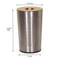 Household Essentials Round Stainless Steel Laundry Hamper with Wooden ...