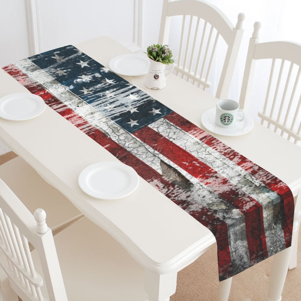 MKHERT American flag Table Runner for Office Kitchen Dining Room ...