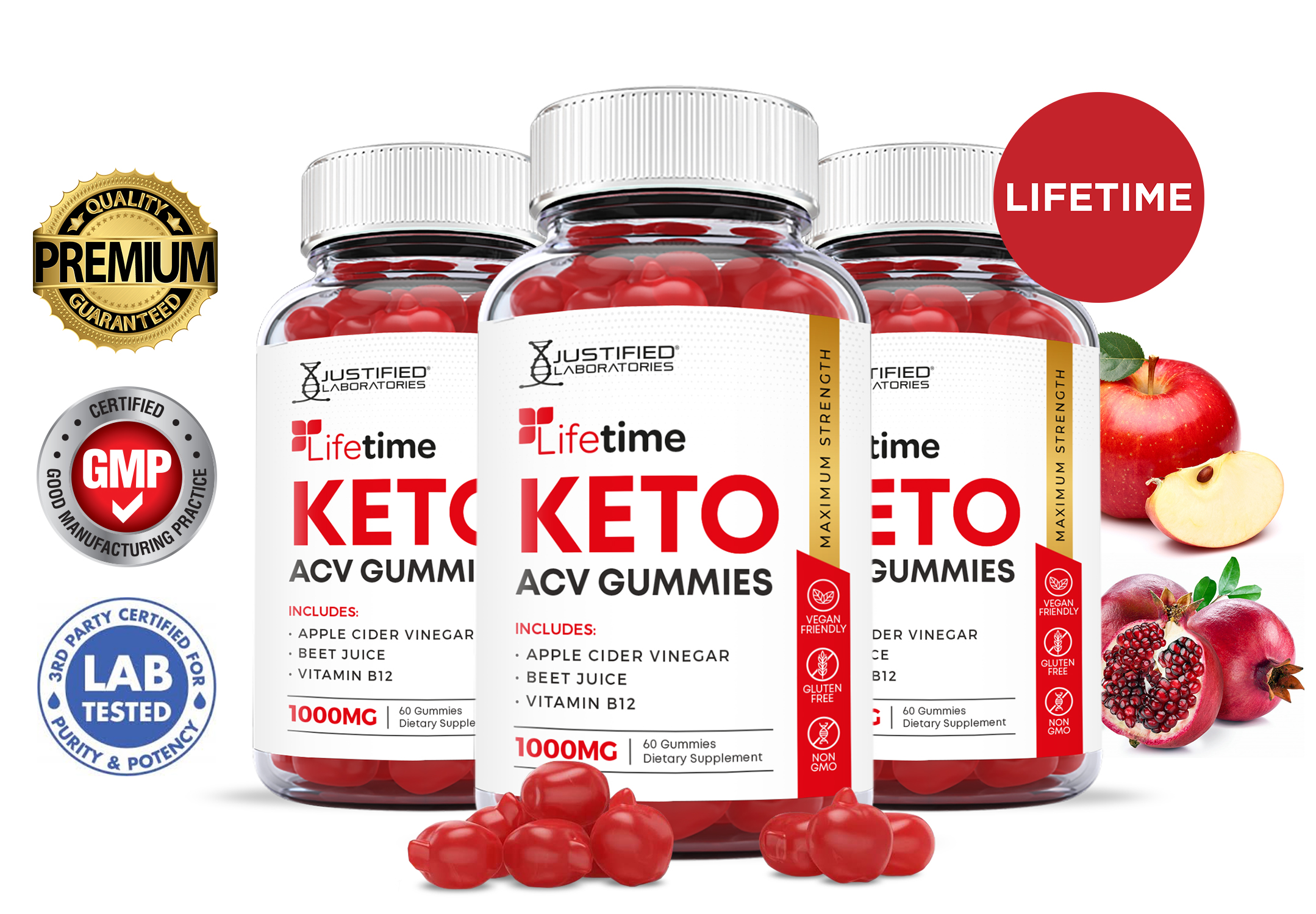 (3 Pack) Lifetime Keto ACV Gummies 1000MG Dietary Supplement 180 Gummys ...