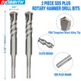 2-Piece 3/4" SDS Plus Drill Bits Rotary Hammer Drill Bit Set, Carbide ...