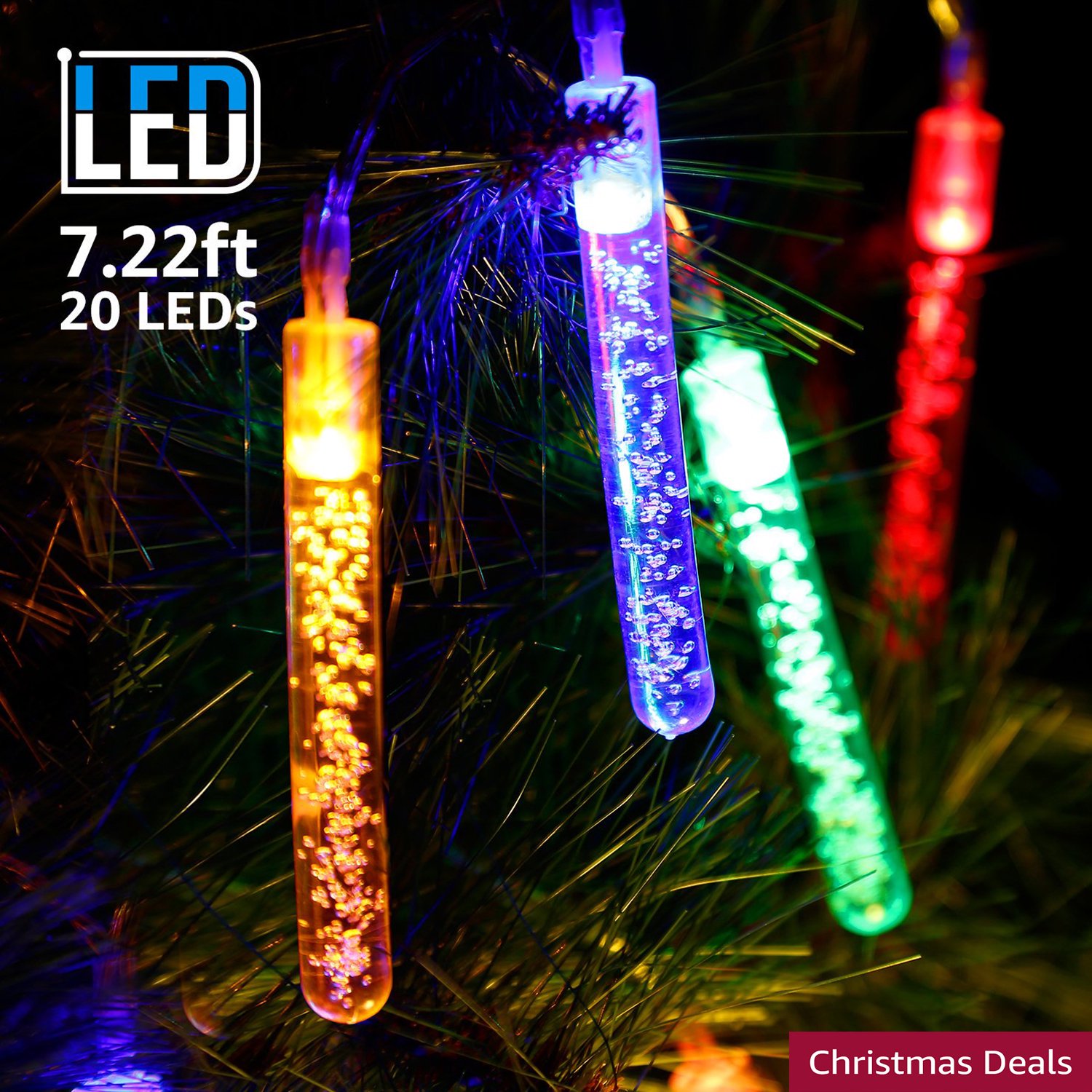 TORCHSTAR 7.22ft 20 LED Bubble Stick String Light, For Christmas ...
