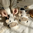 Fesfesfes Plush Slippers Adult Ladies And Men Milk Slippers Cute Comfortable Cows Cotton ...