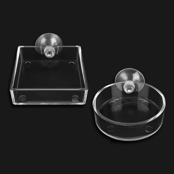 Aquarium Feeding Bowl, 2 pcs Shrimp Feeding Dish Transparent Round and ...