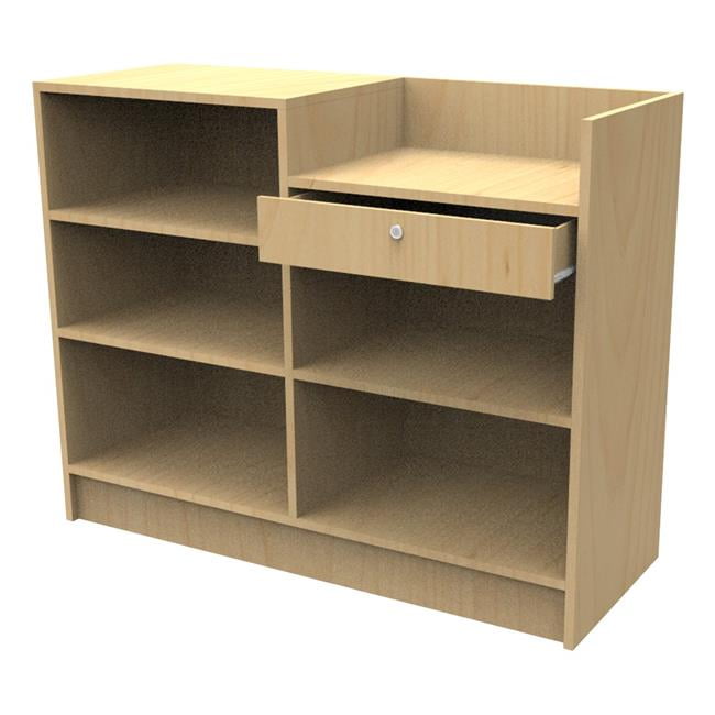 48 in. X 18 in. X 38 in. Cash Wrap Counter with 3 Shelves & Lock, Maple ...