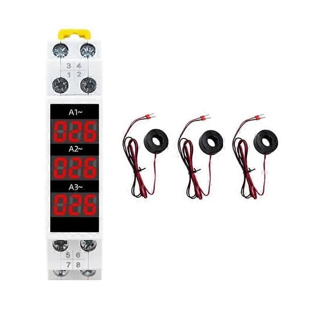 Din Rail Mount 3 Phase Ampere Meter Mini Modular Current Meter Gauge ...