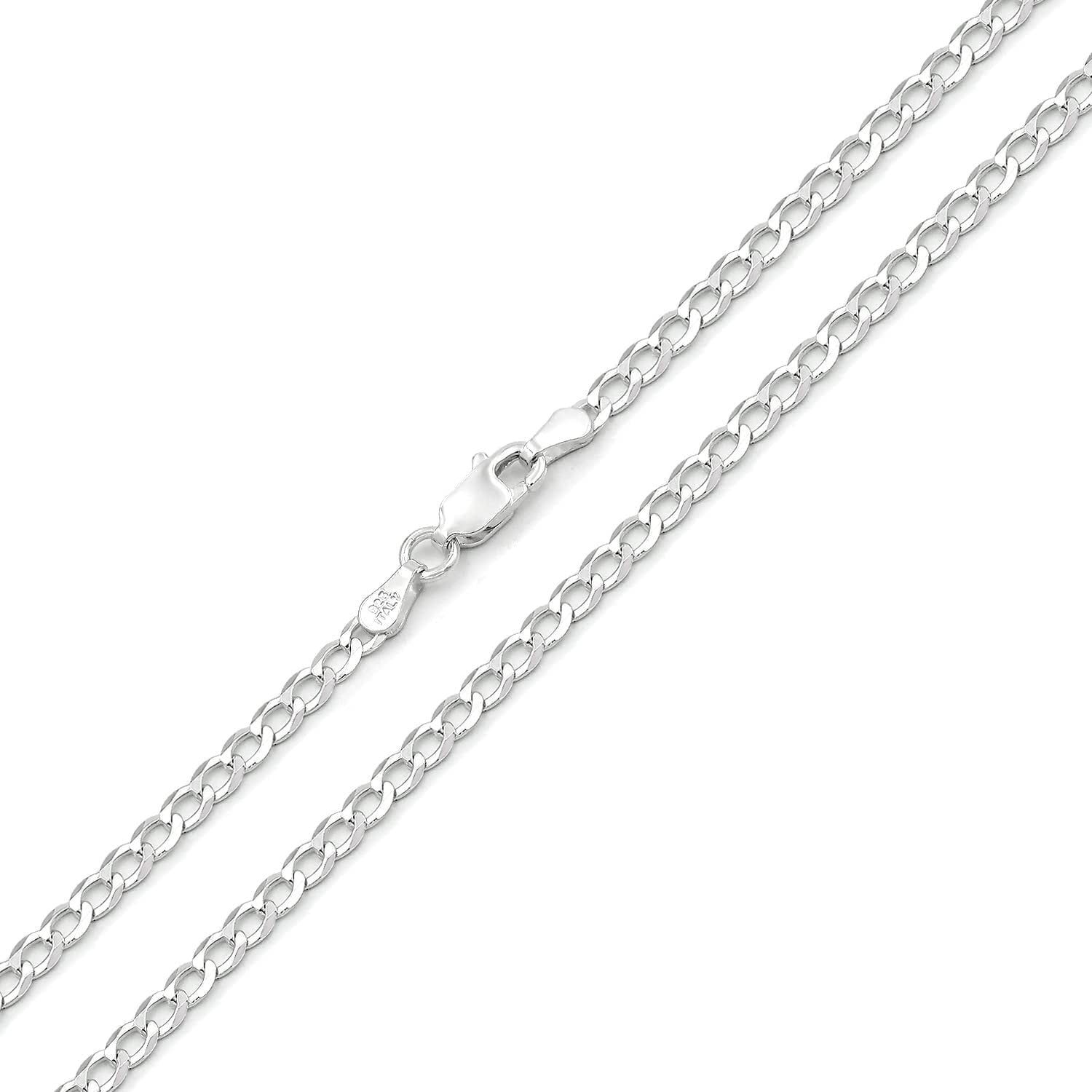 925 Italian Sterling Silver 2.5mm Solid Cuban Chain, FREE Microfiber ...