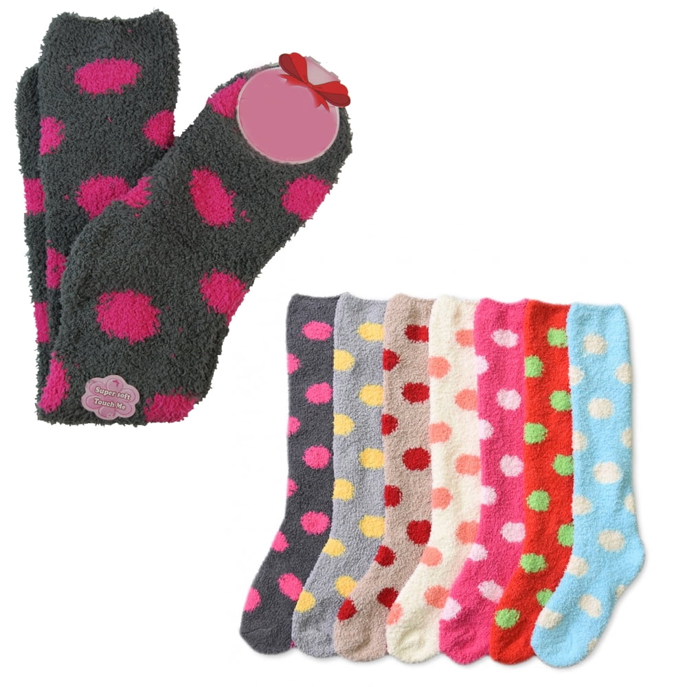 AllTopBargains - 12 Pairs Fuzzy Socks Women Girl Long Knee High Winter ...