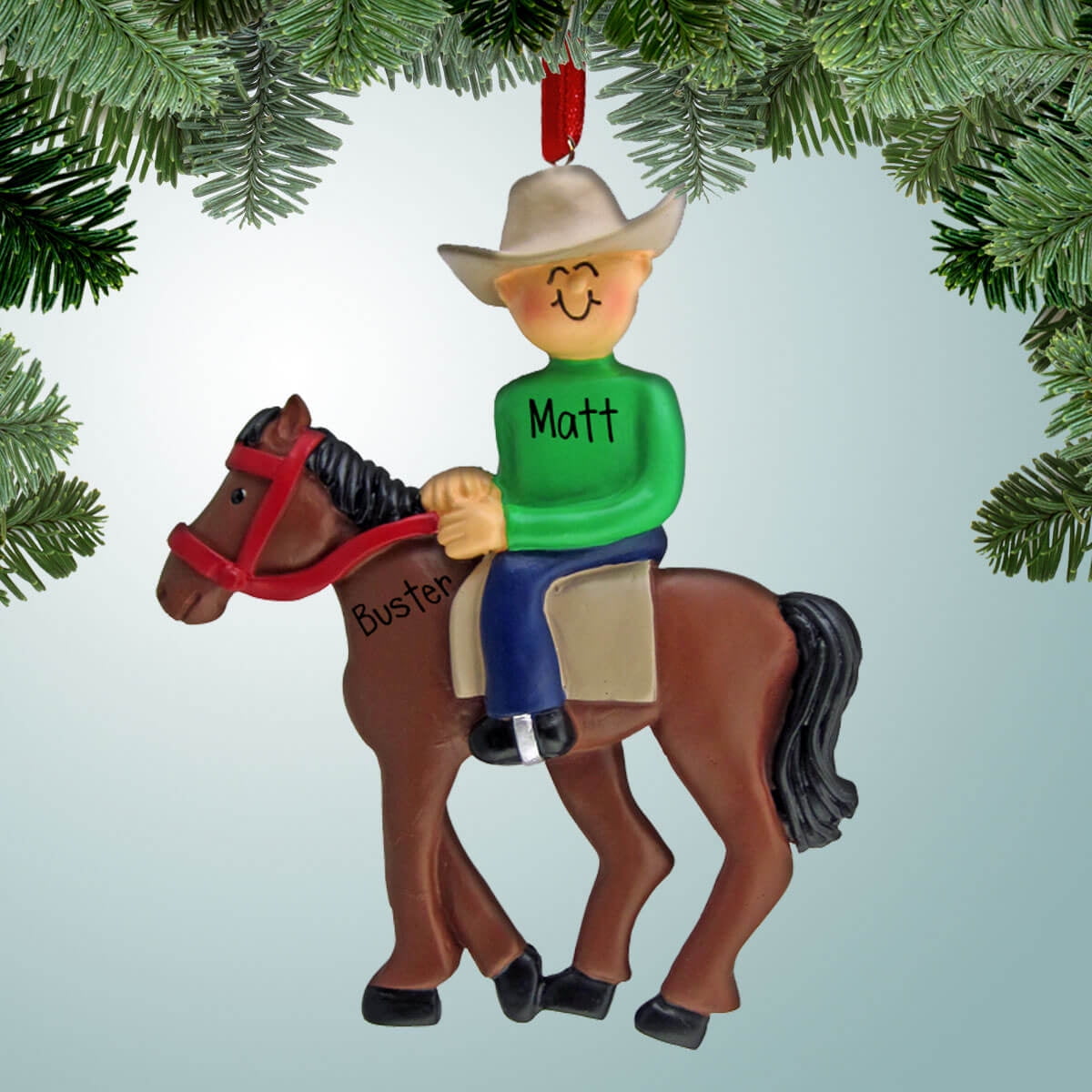 Personalized Horseback Rider - Male Christmas Ornament - Farm ...