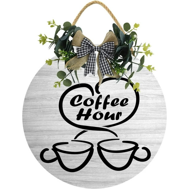 Eveokoki 11" Coffee Hour Sign,Coffee Bar Sign Farmhouse Coffee Wooden ...
