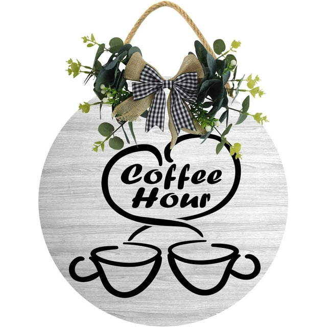 Eveokoki 11" Coffee Hour Sign,Coffee Bar Sign Farmhouse Coffee Wooden ...