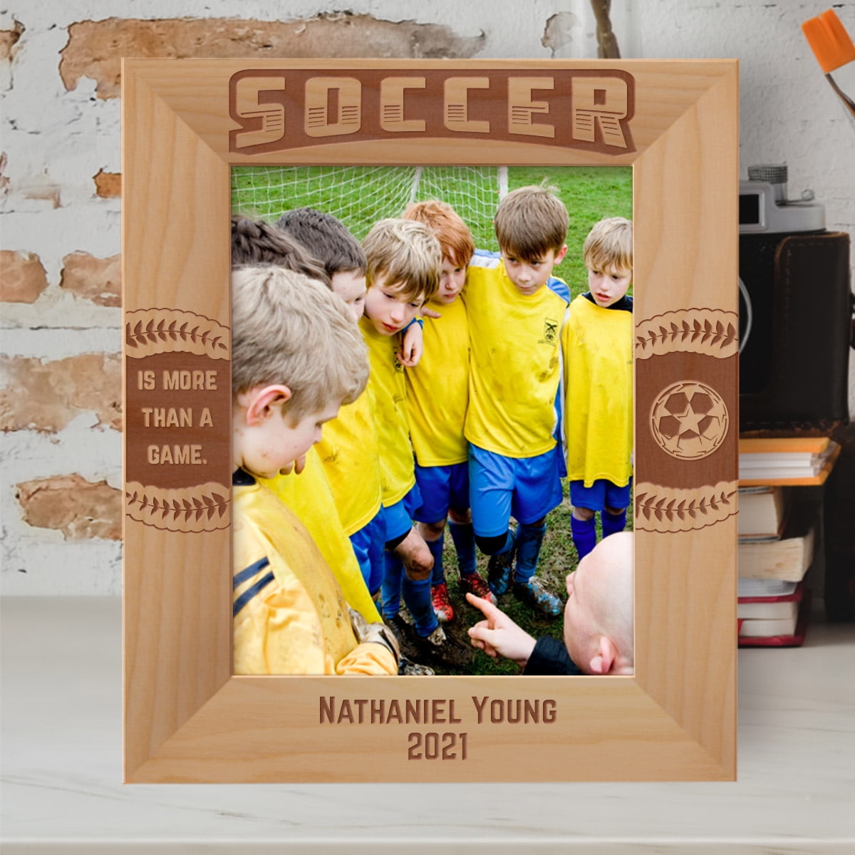 Soccer Is More Than A Game Personalized Wooden Frame 8" x 10" Brown ...