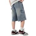 Boy's Baggy Jeans Jorts Denim Shorts Casual High Waist Wide Leg Loose ...