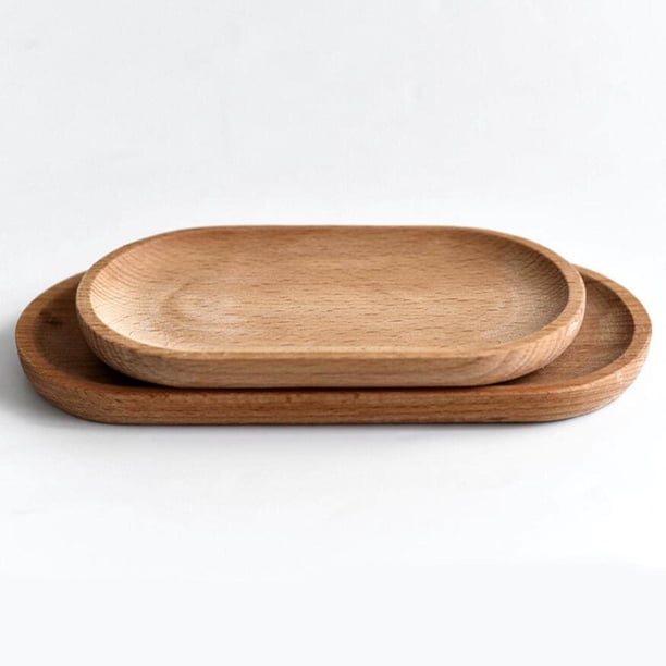 Oval Wooden Tea Tray Serving restaurants office Table Plate Snacks Food ...