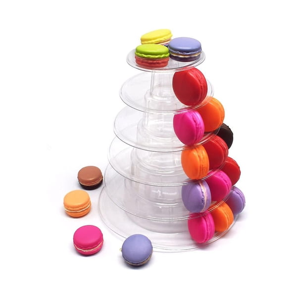 Round Macaron Tower 6 Tier Transparent Cake Stand Plastic Macaron ...