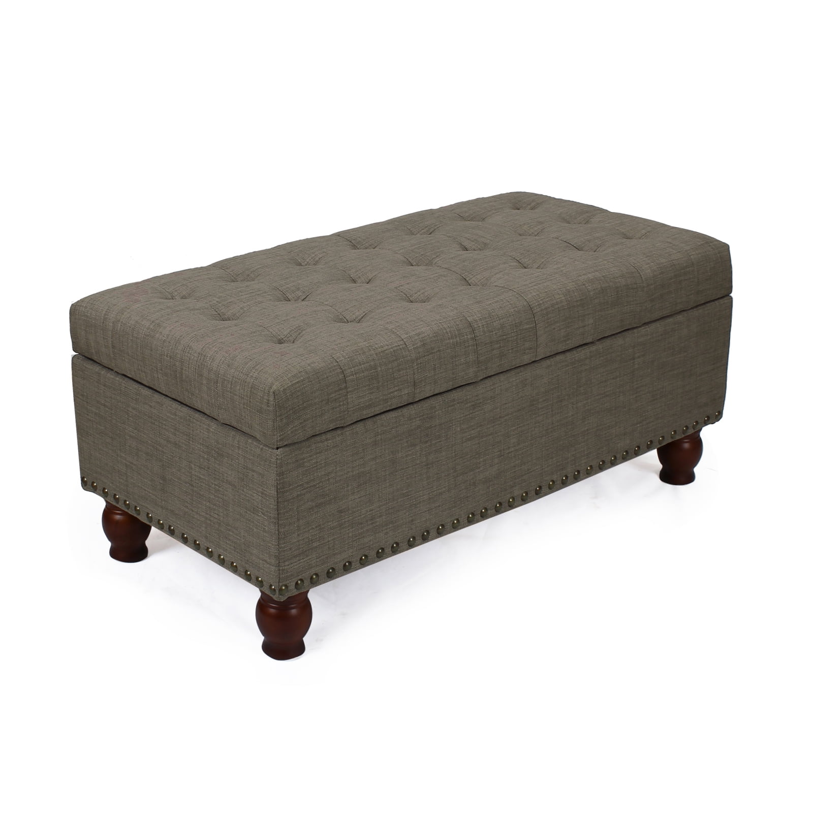 Joveco Fabric Rectangular Storage Ottoman Bench Dark Brown - Walmart.com