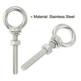 M10x70 3/8"x2.75" Stainless Steel Eye Bolts Threaded Screw Eyebolt Shoulder Ring with Nuts ...