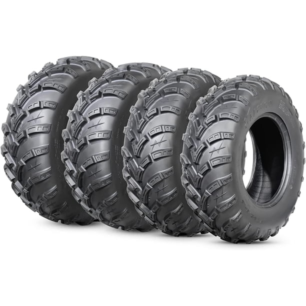 6PR ATV/UTV Tires 25x8-12 Front & 25x10-12 Rear All Terrain 15mm Tread ...
