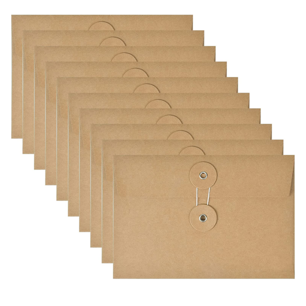 Hongchun 10 Pieces Kraft Paper File Bag Document Envelope Bag Thick Portable Brown Storage File ...