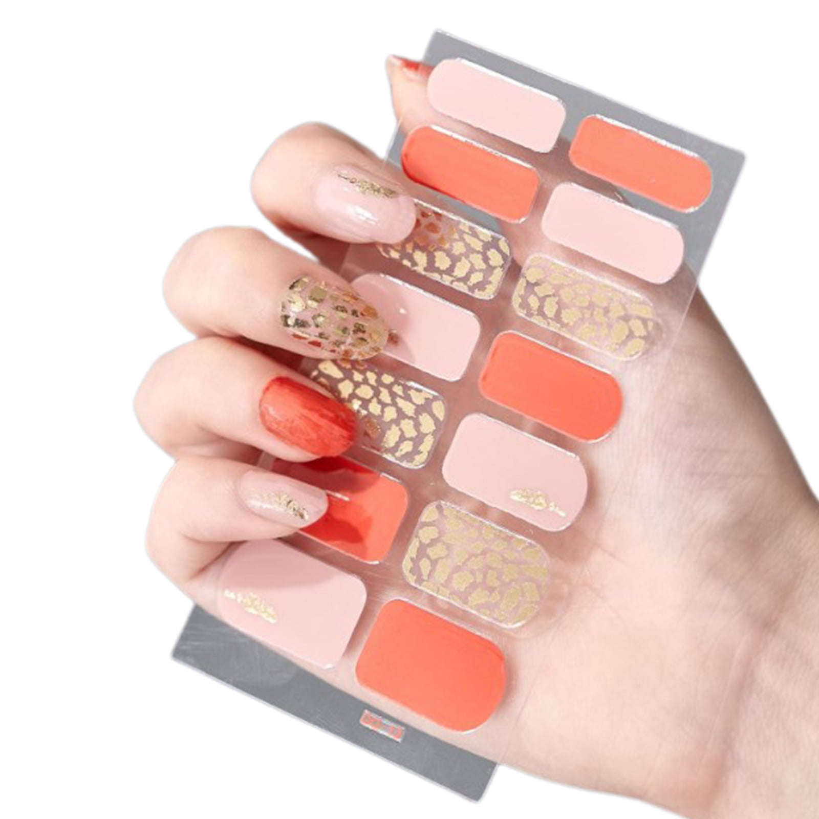 Full Nail Wraps Nail Polish Stickers Semi Cured Gel Nail Polish Strips ...