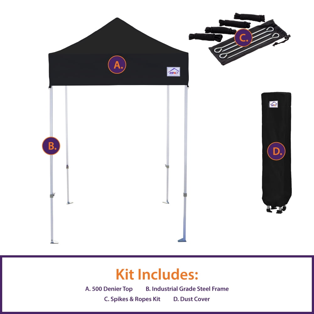 Impact Canopy 5x5 Pop Up Canopy Tent, Lightweight Powder Coated Steel ...