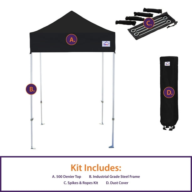 Impact Canopy 5x5 Pop Up Canopy Tent, Lightweight Powder Coated Steel ...
