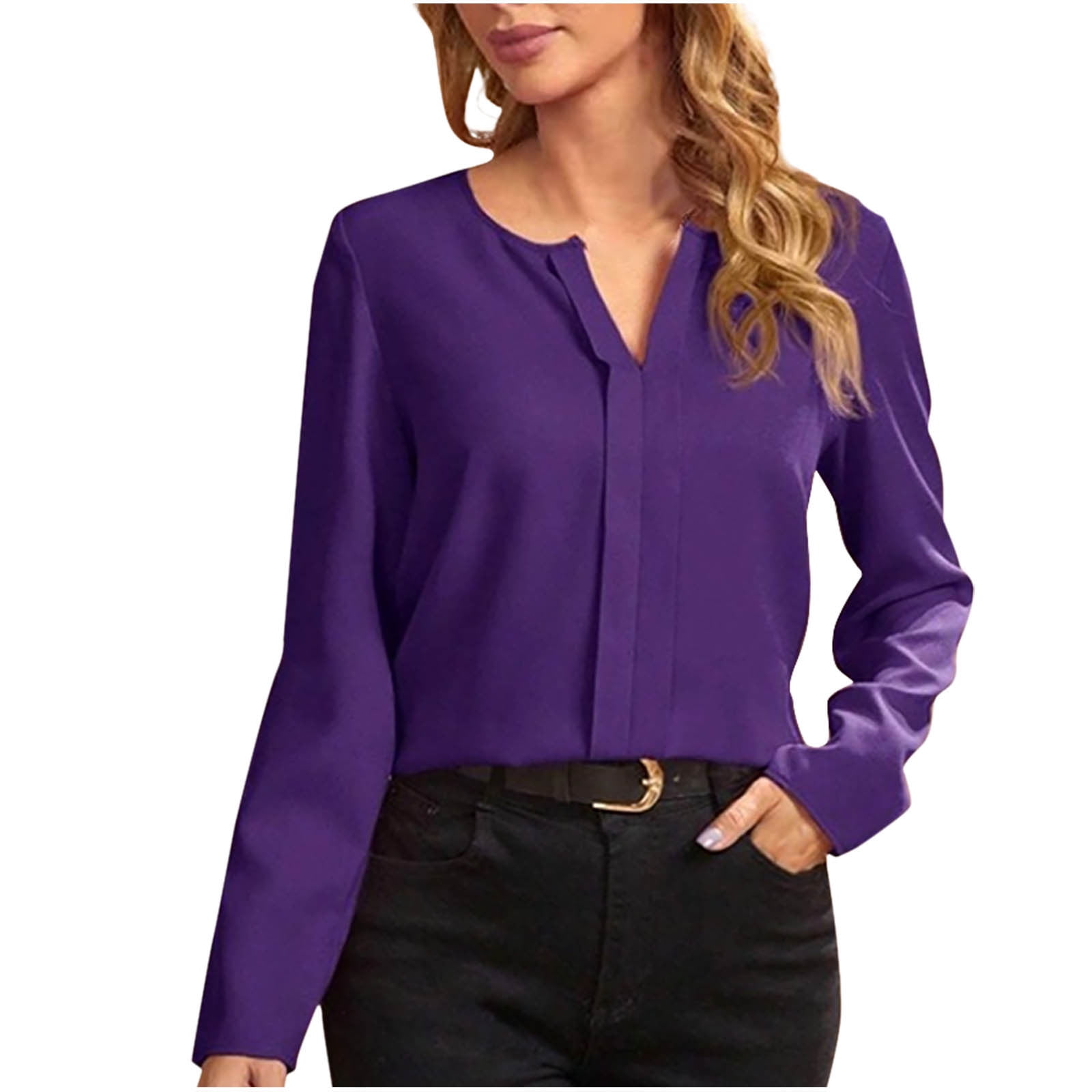 Click here for Aidice Satin Tops For Women Casual Notched V Neck... prices