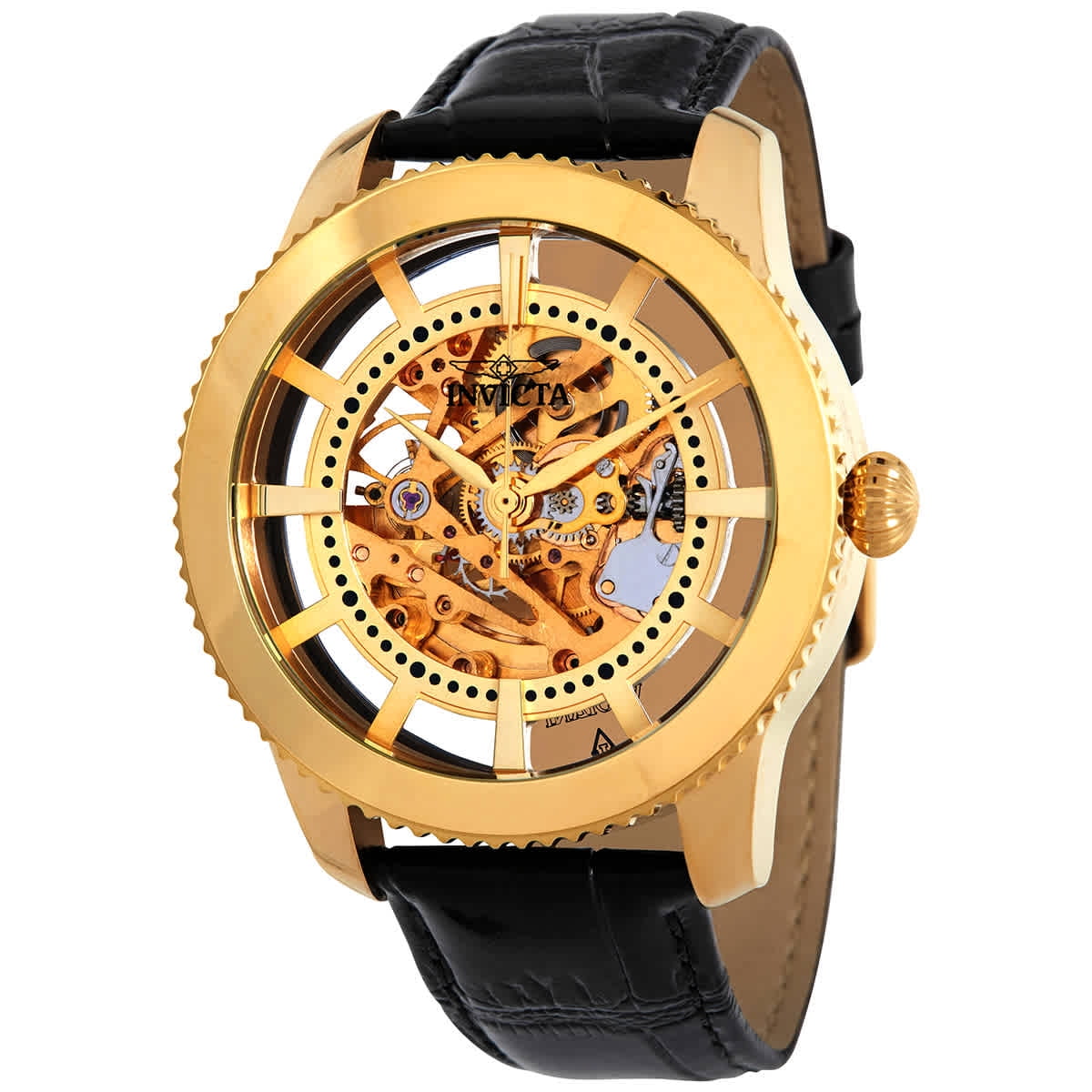 Invicta Men's Vintage 22571 Gold Leather Automatic Dress Watch ...