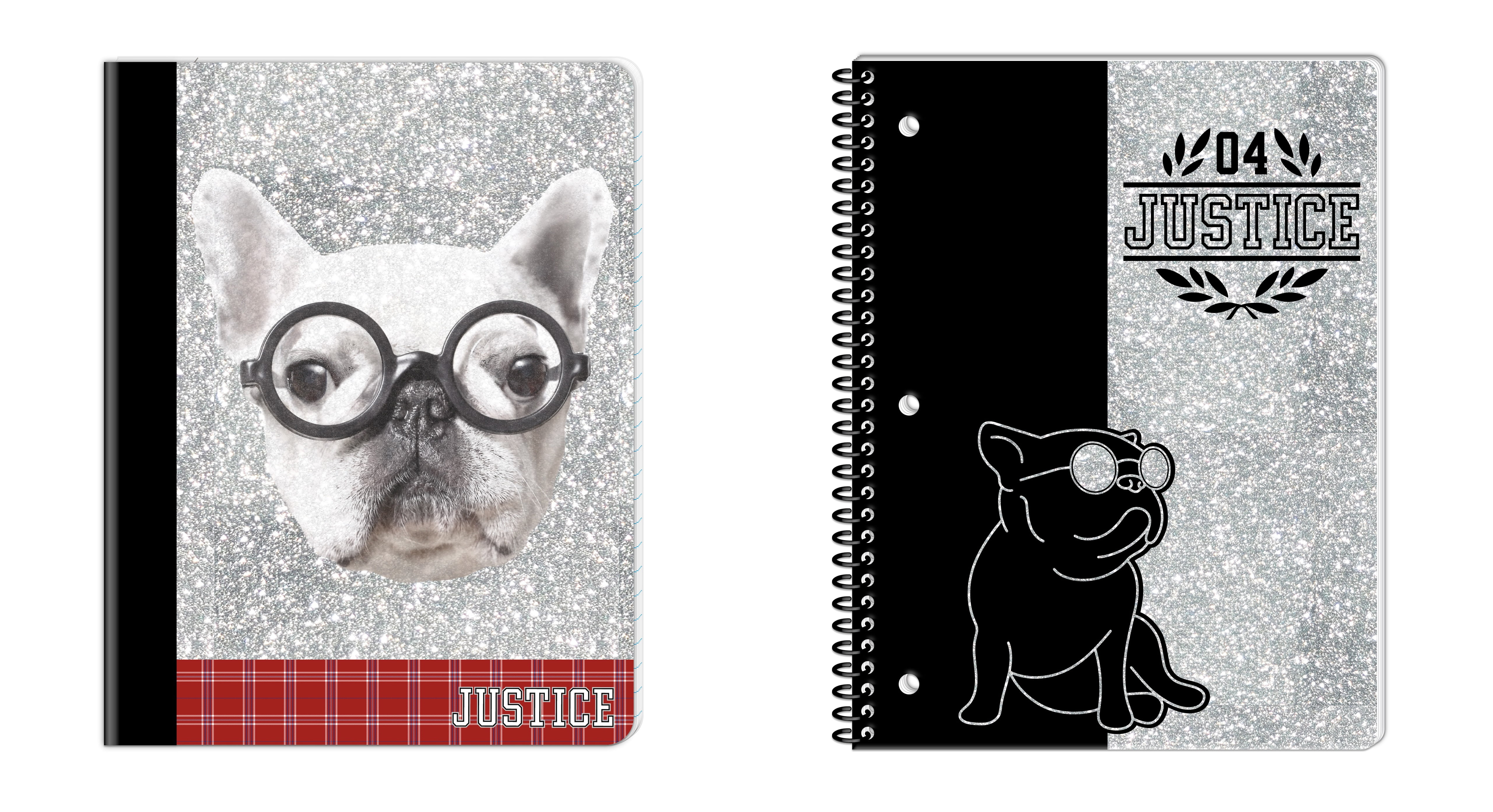 Justice French Bulldog Wide-Ruled Composition Book and Spiral Notebook ...